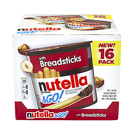 Nutella Go Hazelnut Spread With Breadsticks 1.8 Oz Box Of 16 Cups ...