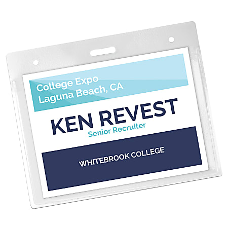 Avery Secure Top Badge Holders Horizontal Prepunched 3 x 4 Badge Clear ...