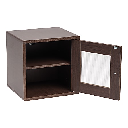 IRIS 14 H Cube Storage With Window Door Brown Oak - Office Depot