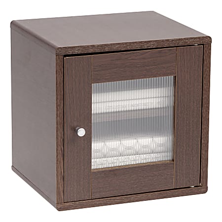 IRIS 14 H Cube Storage With Window Door Brown Oak - Office Depot