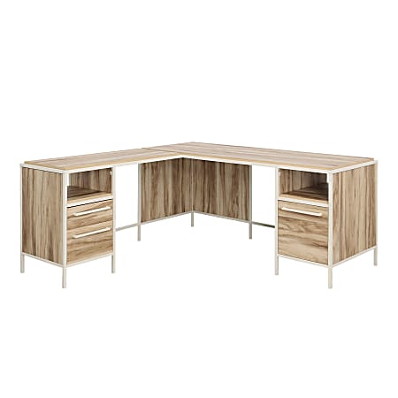 Sauder Nova Loft 66 W L Shaped Computer Desk Kiln Acacia White Office Depot