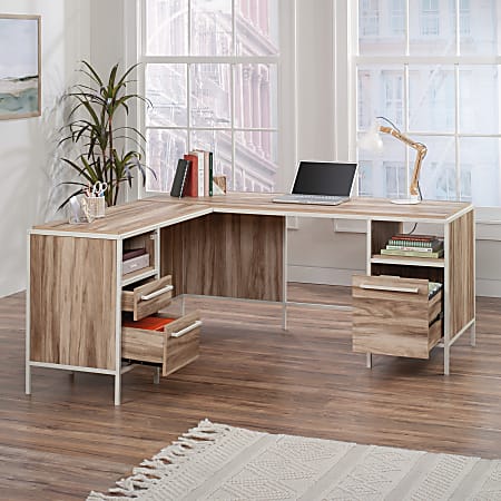 Sauder Nova Loft 66 W L Shaped Computer Desk Kiln Acacia White - Office ...