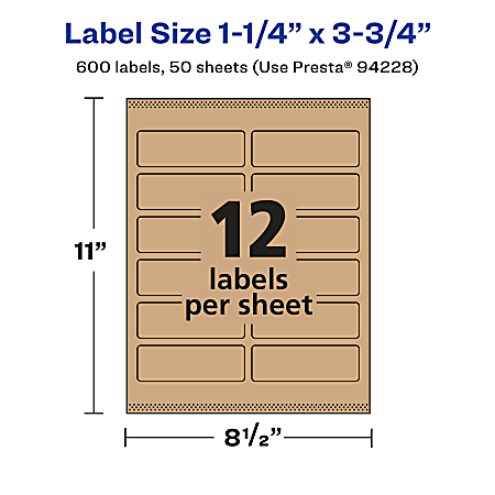 Avery Kraft Permanent Labels With Sure Feed 94228 KMP50 Rectangle 1 14 ...