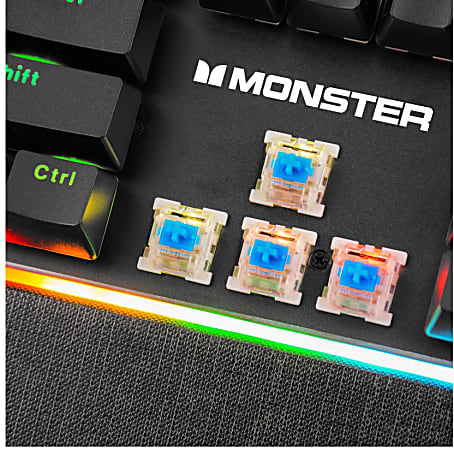 Monster Quest RGB Corded Mechanical PC Gaming Keyboard Black ...