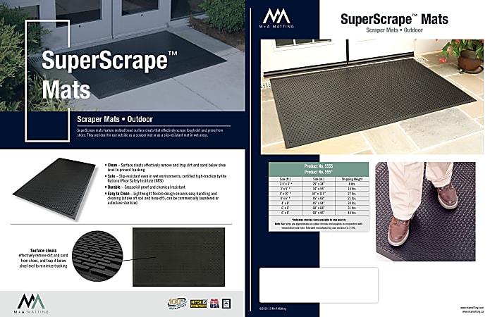 M A Matting SuperScrape Floor Mat 45 x 68 Black - Office Depot