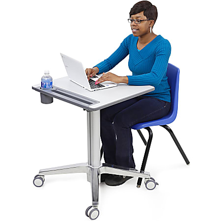 Ergotron LearnFit Sit Stand Desk Short Rectangle Top X shaped Base 4 ...