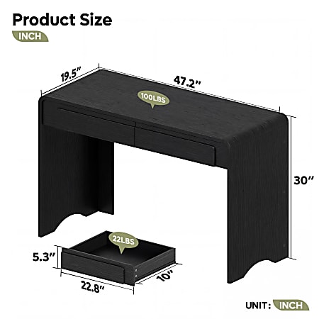 Bestier Executive Computer Desk with Arched Details and 2 Large Storage ...