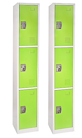 Alpine Large 3 Tier Steel Lockers 72 H x 12 W x 12 D Green Pack Of 2 ...
