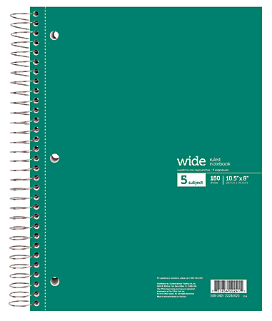 Office Depot Brand Wirebound Notebook 8 x 10 12 5 Subjects Wide Ruled ...
