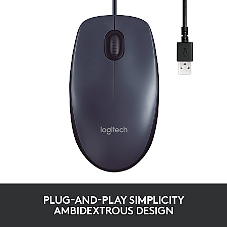 Logitech B100 Optical USB Mouse Black - Office Depot