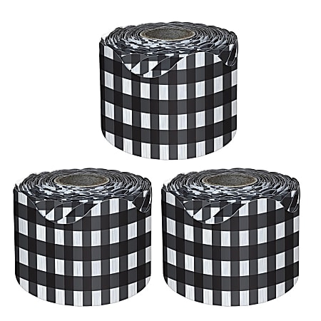 Carson Dellosa Education Rolled Scalloped Borders Black Gingham 65 Per ...