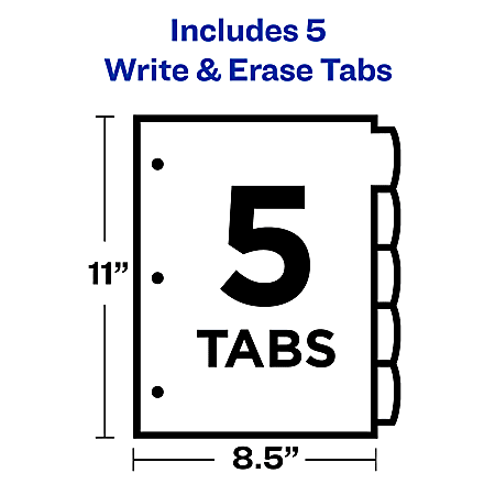 Avery Durable Write On Plastic Dividers With Erasable Tabs 8 12 x 11 ...