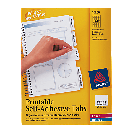 Avery Printable Self Adhesive Tabs 1 14 x 1 White Pack Of 96 - ODP ...