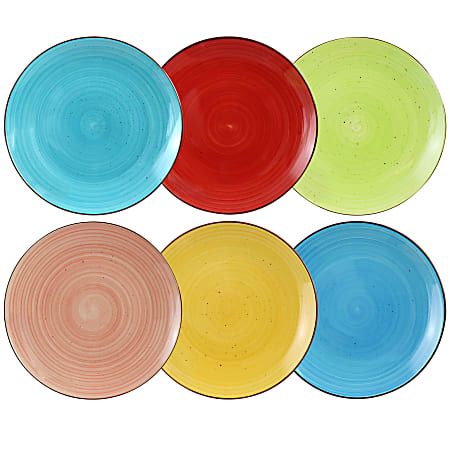 Elama Sebastian Stoneware Dinner Plate Set Assorted Colors Set Of 6 ...