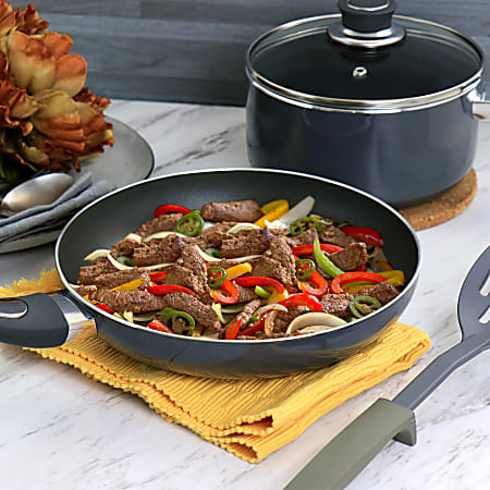 Oster Legacy 8 Piece Aluminum Non Stick Cookware Set Gray - Office Depot