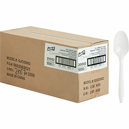 Genuine Joe HeavyMedium Weight Polypropylene Spoons White Box Of 1000 ...
