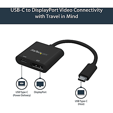 StarTech.com USB C To DisplayPort Adapter With USB Power Delivery ...