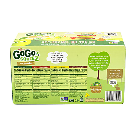 Materne GoGo Squeez Organic Applesauce On The Go Variety Pack 3.2 Oz Pack Of 20 Pouches - Office ...