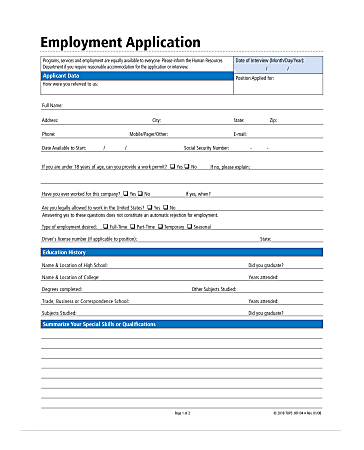 Adams Application for Employment - Office Depot