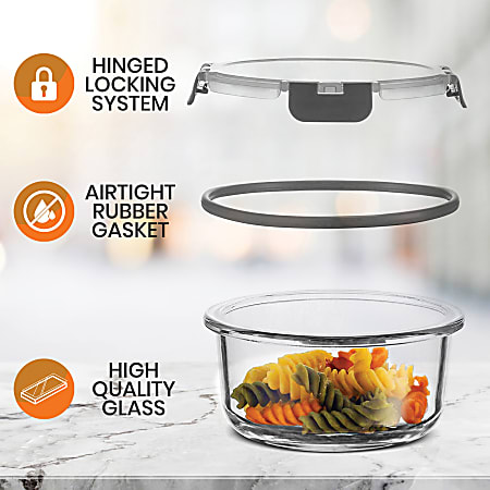 NutriChef Stackable Borosilicate Glass Food Storage Containers Set 8 H ...