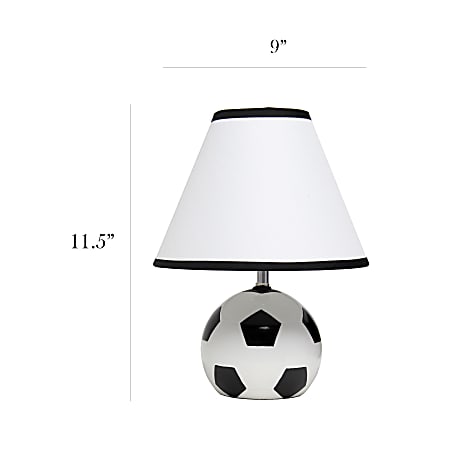 Simple Designs SportsLite Soccer Ball Base Table Lamp 11 12 H White ...
