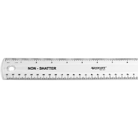 Westcott Shatterproof Ruler 12 Clear - Office Depot