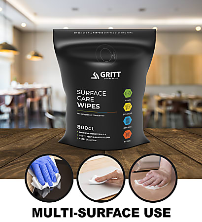 Gritt Commercial Surface Care Wipes 6 x 8 800 Wipes Per Refill Bag Case ...
