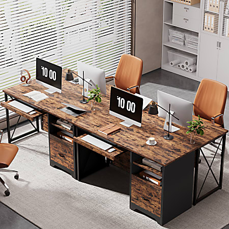 Bestier 48 Reversible Office Writing Computer Desk With File Drawer And ...