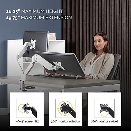 Fellowes Platinum Series Dual Monitor Arms Fully Adjustable Each Arm ...