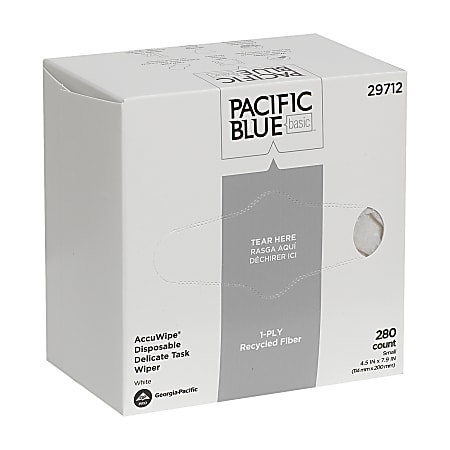 PACIFIC BLUE BASIC DISPOSABLE DELICATE TASK WIPERS 4.5 x 7.9 Box Of 280 ...