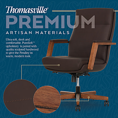 Thomasville Fendley Ergonomic Faux Leather Mid Back Office Chair Dark ...