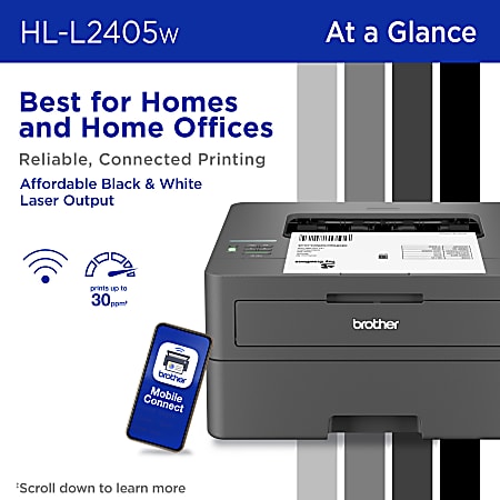 Brother HL L2405W Wireless Compact Monochrome Laser Printer Mobile ...