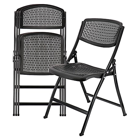 Elama Plastic Mesh Folding Chairs Black Set Of 4 Chairs