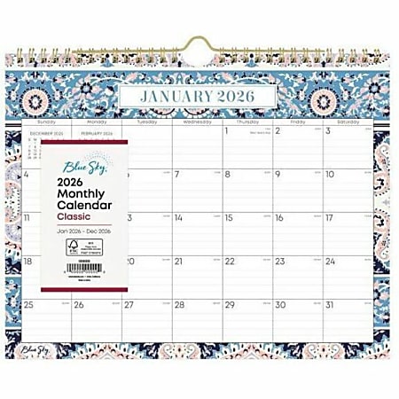 2026 Blue Sky Monthly Wall Calendar 11 x 8 34 Cocorrina January To ...
