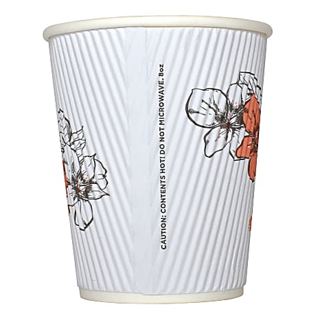 Hotel Emporium Floral Ripple Hot Cups 8 Oz 100percent Recycled White ...