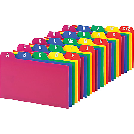 Oxford Poly Card Guides A Z 3 x 5 Assorted Colors - Office Depot