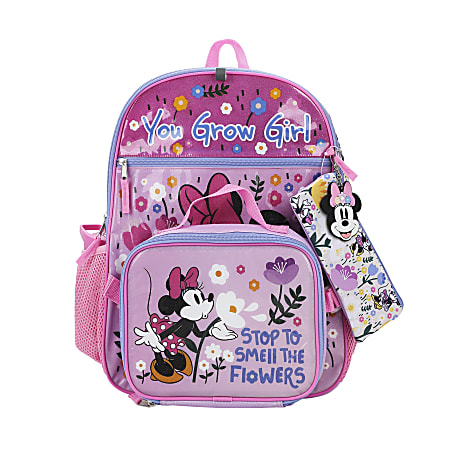 Bioworld Minnie Mouse Backpack With Lunch Bag Utility Case Key Chain ...