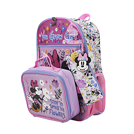 Bioworld Minnie Mouse Backpack With Lunch Bag Utility Case Key Chain ...