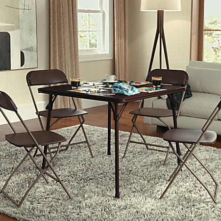 Flash Furniture Folding Card Table 27 34 H x 33 12 W x 33 12 D Brown ...