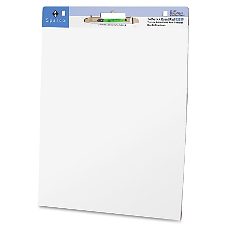 Sparco 80percent Recycled Plain Self Stick Easel Pads 25 x 30 30 Sheets Carton Of 4 - Office Depot