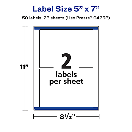 Avery Permanent Labels With Sure Feed 94258 WMP25 Rectangle 5 x 7 White ...