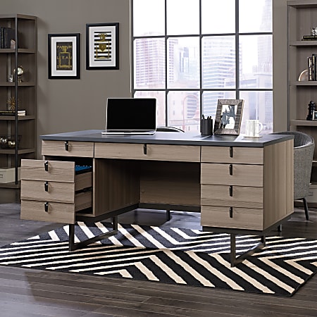 Sauder International Lux 60 W Executive Computer Desk Diamond AshSoft ...
