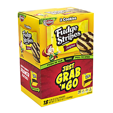 Keebler Grab N Go Fudge Stripes Cookie Packs Pack Of 18 - Office Depot