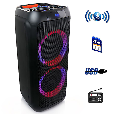 BeFree Sound Dual 8 Bluetooth Wireless Portable Party Speaker With Reactive Lights - Office Depot