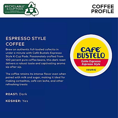 Cafe Bustelo Caf Bustelo Espresso Roast Coffee K Cup Pods Box Of 48 ...