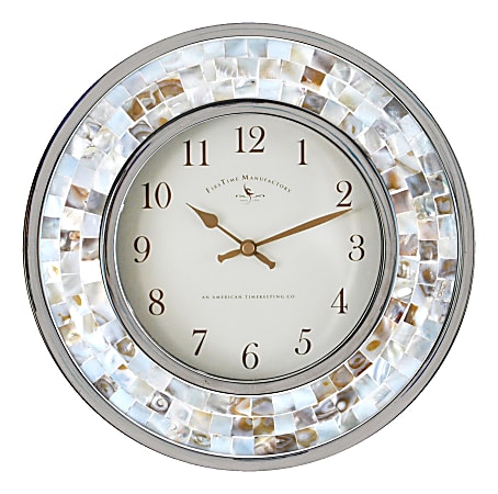 FirsTime Co. Pearl Mosaic Wall Clock WhiteSilver - Office Depot