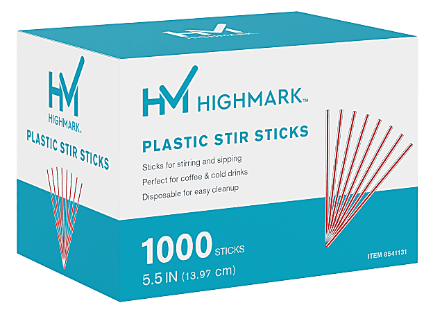 Highmark Plastic Stir Sticks 5 12 RedWhite Case Of 10000 - Office Depot