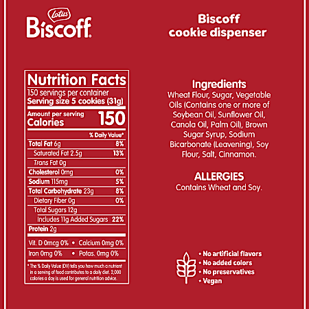 Biscoff Cookies 0.22 Oz Dispenser Of 150 Cookies - Office Depot