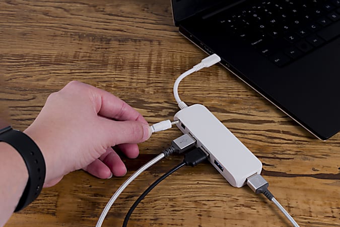 Ativa 4 Port USB C 3.0 Hub White 41508 - Office Depot