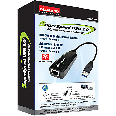 Diamond UE3000 USB to RJ45 USB 3.0 to 101001000 Gigabit Ethernet LAN Network Adapter for Windows ...